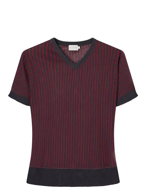 DEIJI STUDIOS Cross Neck Knitted T-shirt - Red