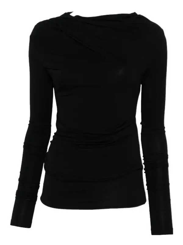 ENTIRE STUDIOS Ruched Long-sleeve Top - Black