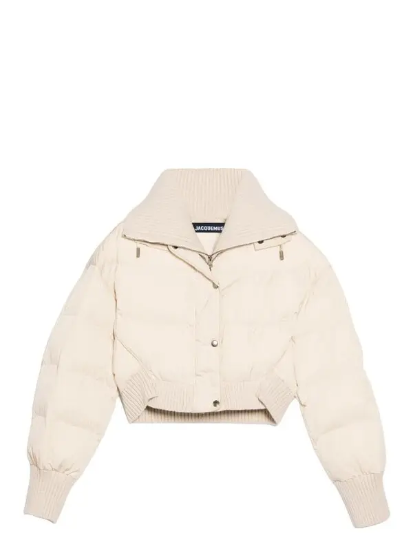 Jacquemus Collared Cropped Puffer Jacket - White
