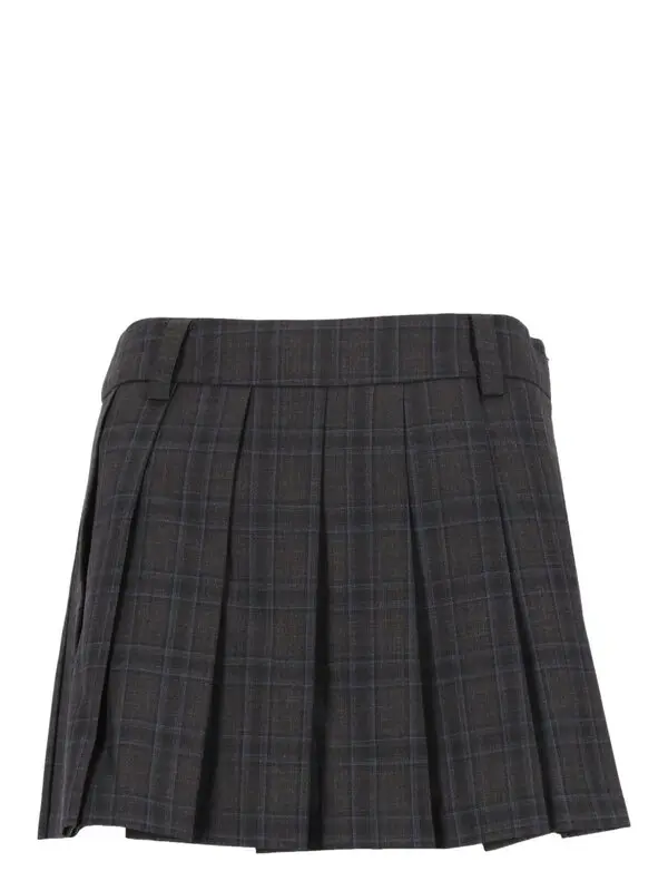 DUNST Pleated Checked Mini Skirt - Grey