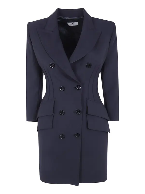 Elisabetta Franchi Double-breasted Coat Dress - Black