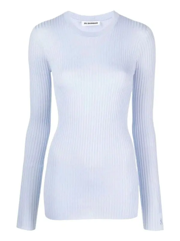 JIL SANDER Crew-neck Ribbed-knit Sweatshirt - White