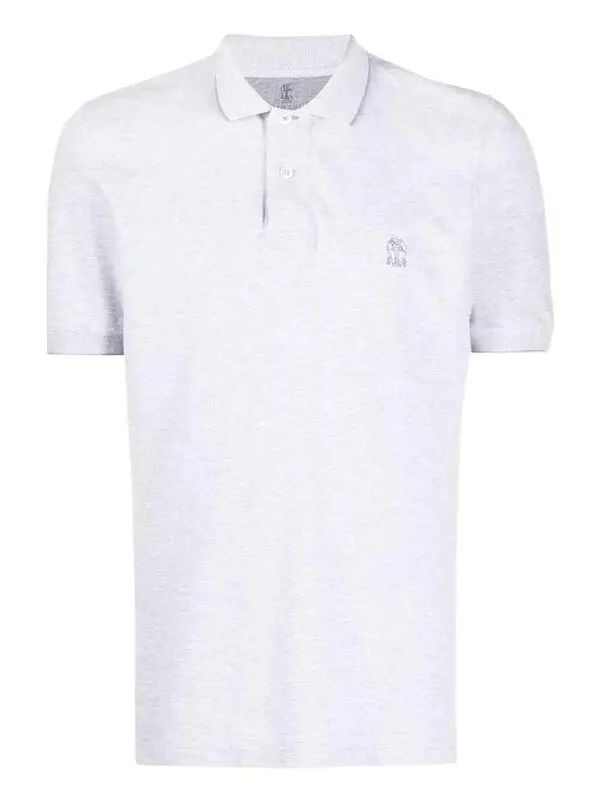 Brunello Cucinelli Embroidered Logo Polo Shirt - White