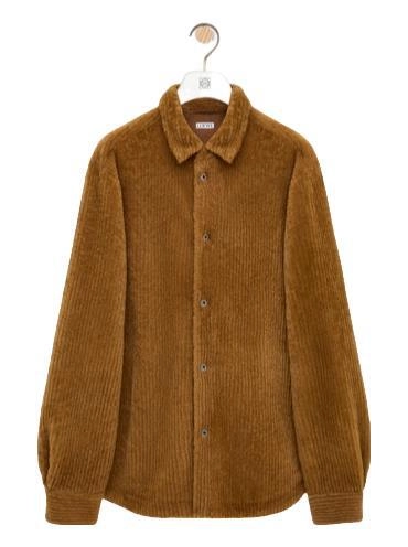 Loewe Overshirt In Shearling - Camel