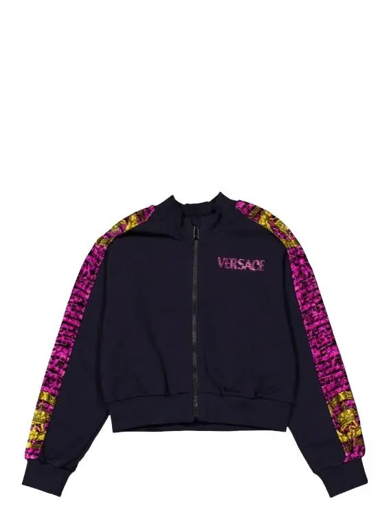 Versace Baroccodile-print Logo-embellished Cardigan - Black