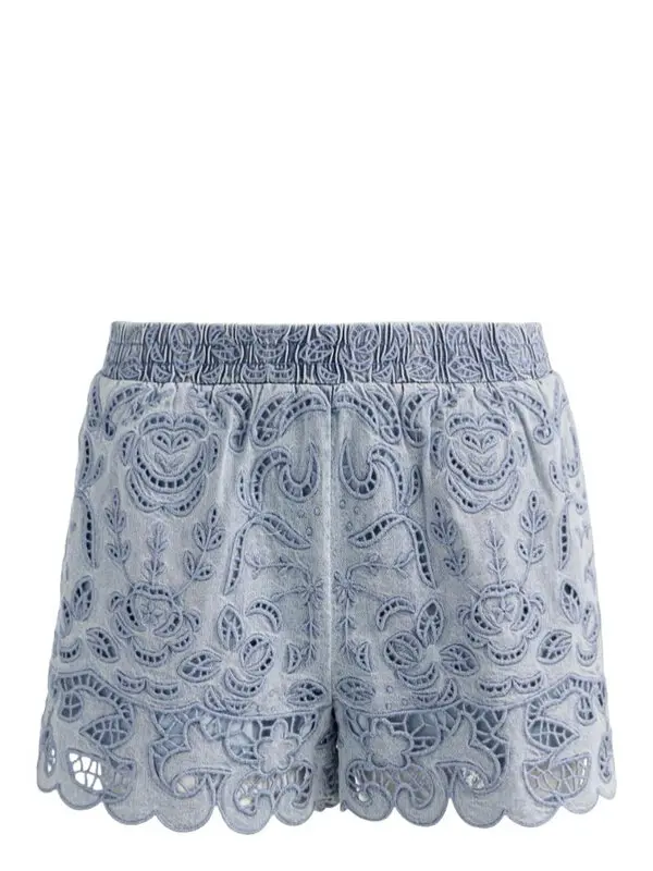 ALICEOLIVIA Alice Olivia Kenley Eyelet Denim Shorts - Light Blue