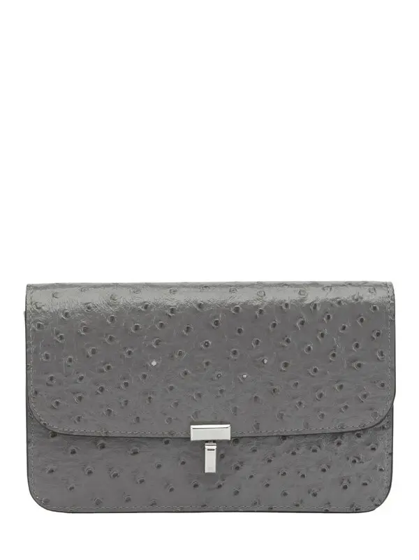 TOTEME T-lock Ostrich-effect Crossbody Bag - Grey