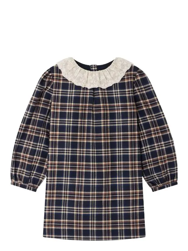 Bonpoint Baptistine Checked Dress In Organic Cotton - Navy Check