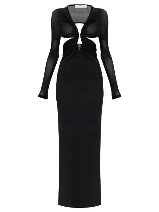 Christopher Esber Cut-out Long-sleeve Dress - Black
