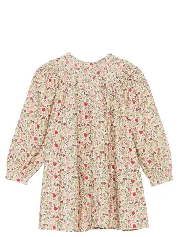 Bonpoint Floral-print Ruffled Dress - Beige/pink