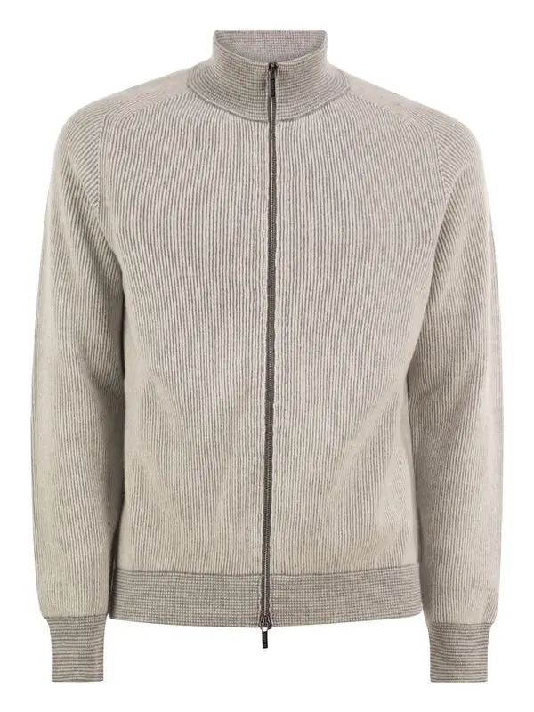 Peserico Long-sleeve Ribbed Casual Jacket - No