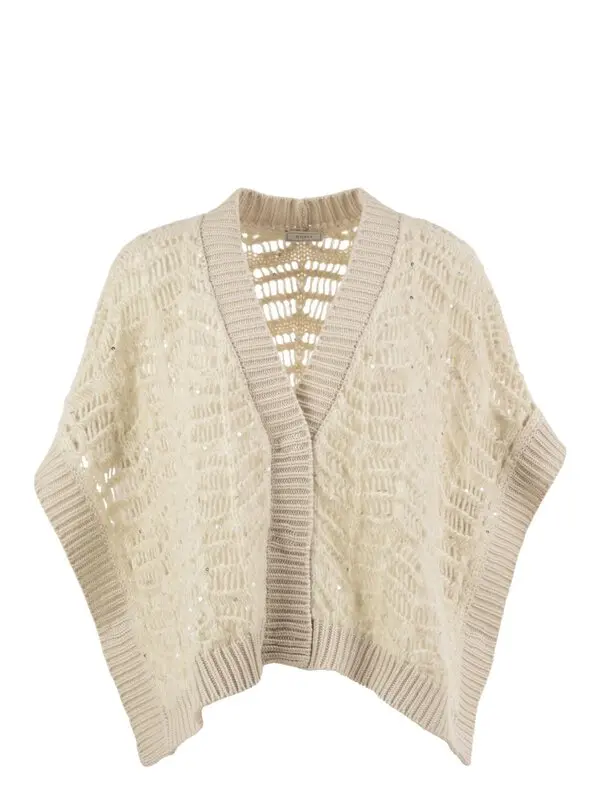 Peserico Openwork Sequin Knit Poncho - No