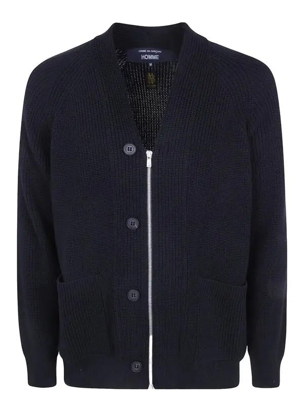Comme Des Garçons Long-sleeved Knitted Cardigan - Black