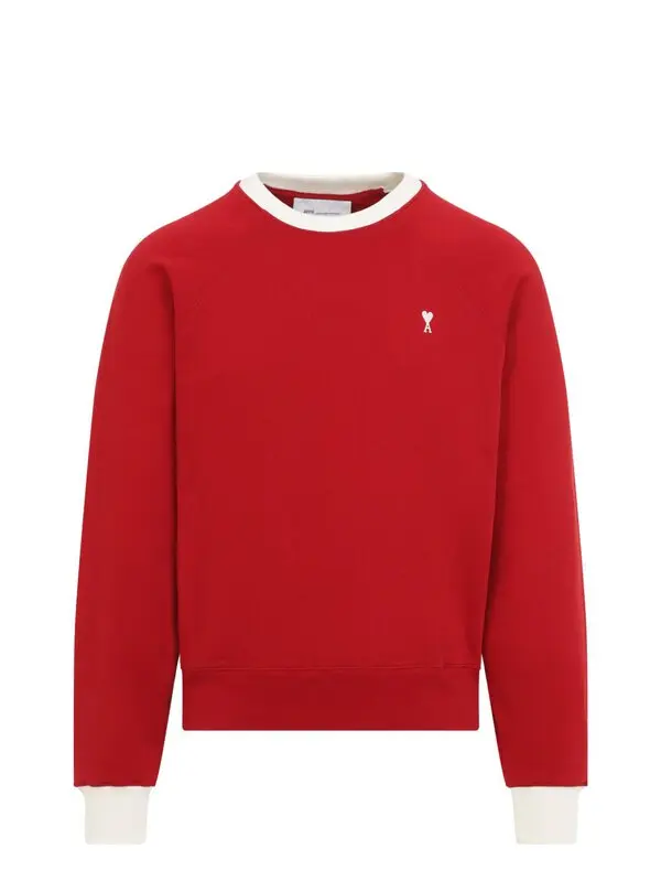 AMI Paris Logo Embroidered Crewneck Sweatshirt - Red
