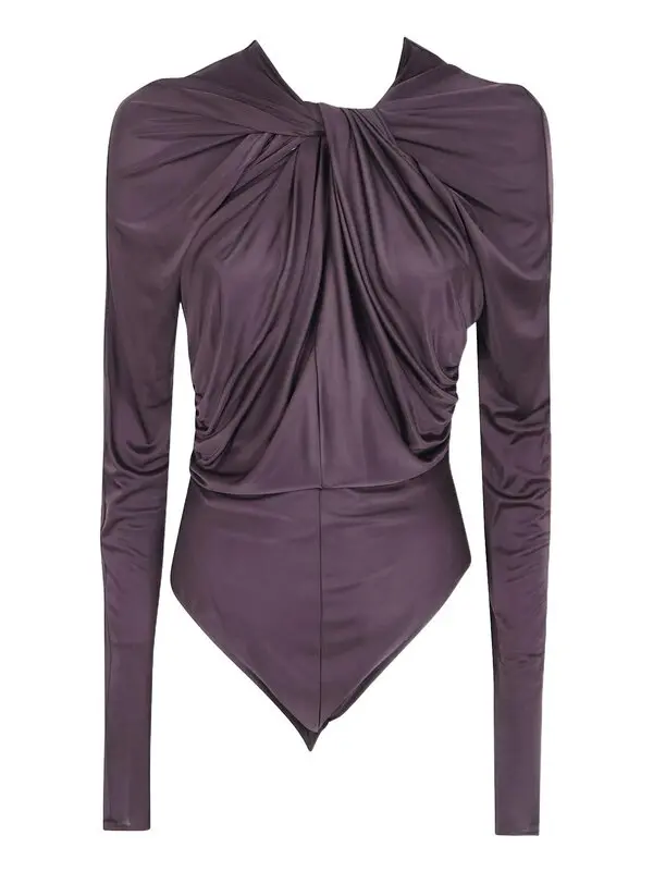Balmain Twist-detail Long-sleeve Bodysuit - Brown