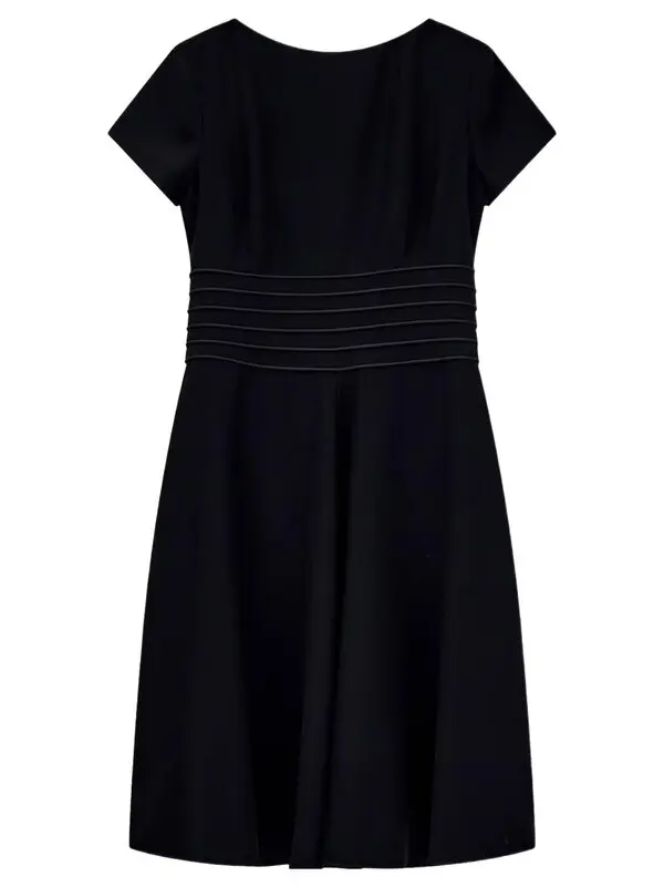 Emporio Armani Dress In Techno Cady With A Pleated Waist And Short Sleeves - Black