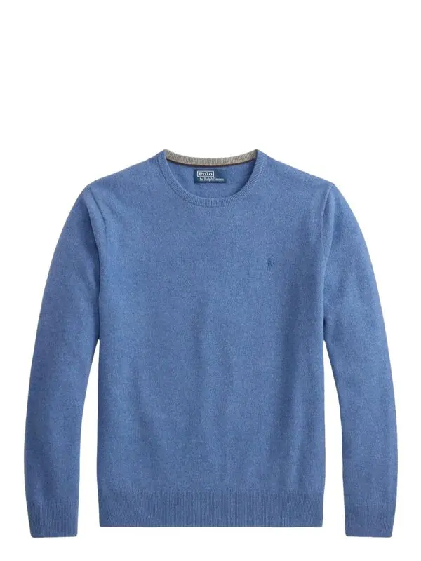 Polo Ralph Lauren Logo Embroidered Crewneck Knit Jumper - Blue