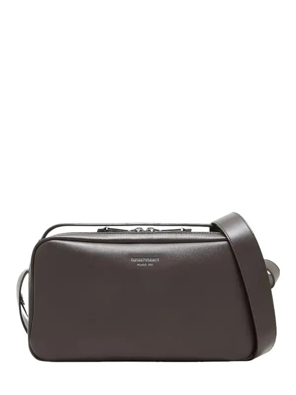 Emporio Armani Logo-print Leather Shoulder Bag - Anthracite Brown