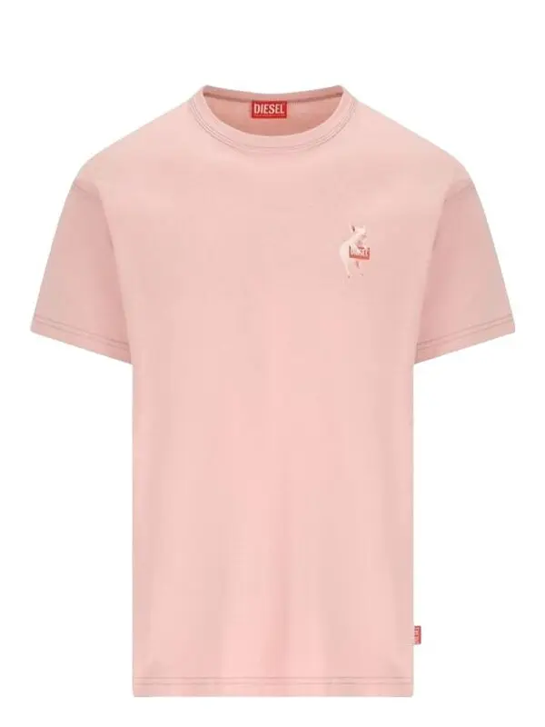 DIESEL® Logo Printed Crewneck T-shirt - Pink