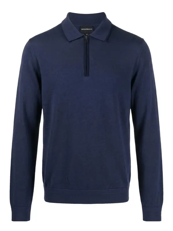 Emporio Armani Long-sleeved Polo Jumper - Blue