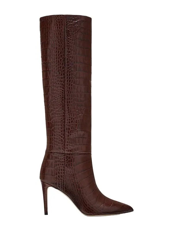 Paris Texas Stiletto 85 Embossed Knee-high Boots - Chocolate