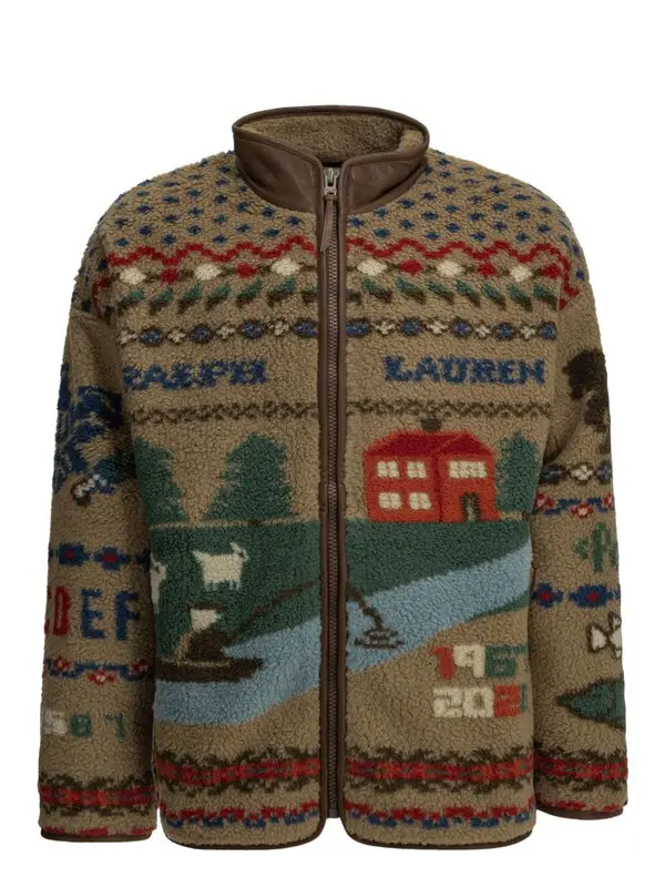 Polo Ralph Lauren Fleece Intarsia Zip Jacket - Beige