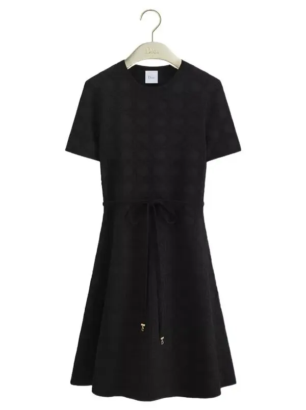 Dior Short Flared Cannage Dress - Black