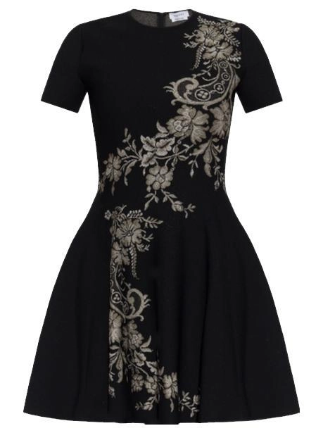 Alexander McQueen Floral Print Dress - Black