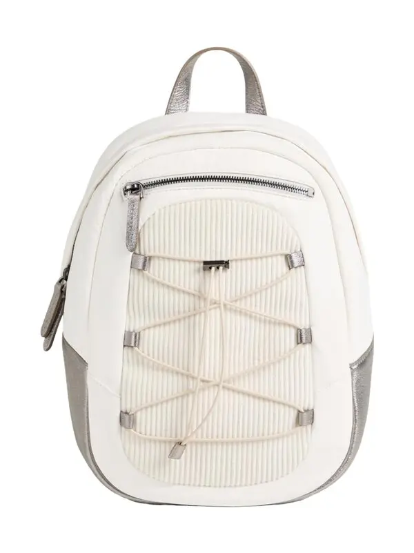 Brunello Cucinelli Stretch Bonded Nylon And Lamé Leather Backpack - Milky