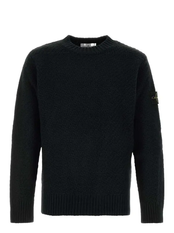 Stone Island Logo Patch Crewneck Jumper - Black
