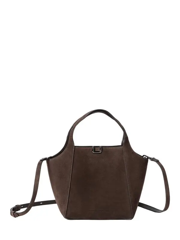 Brunello Cucinelli Sartorial Small Bucket Bag In Suede - Espresso