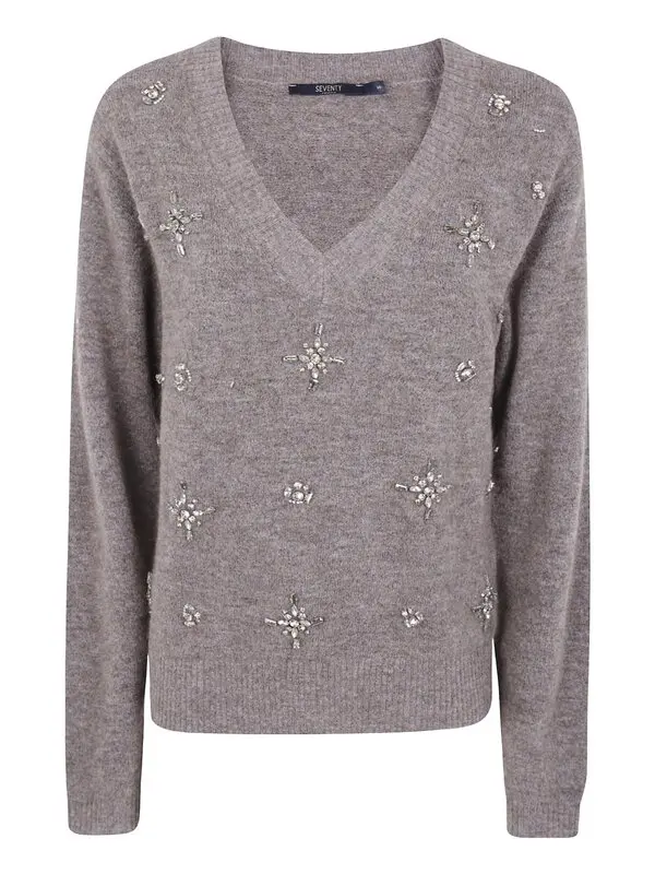 Seventy V-neck Jumper - Brown