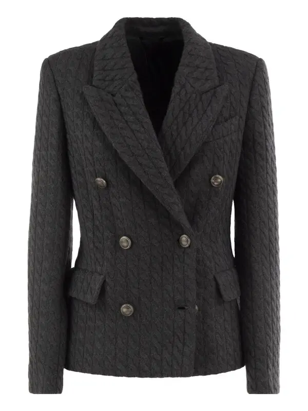 Brunello Cucinelli Double-breasted Cable-knit Blazer - No