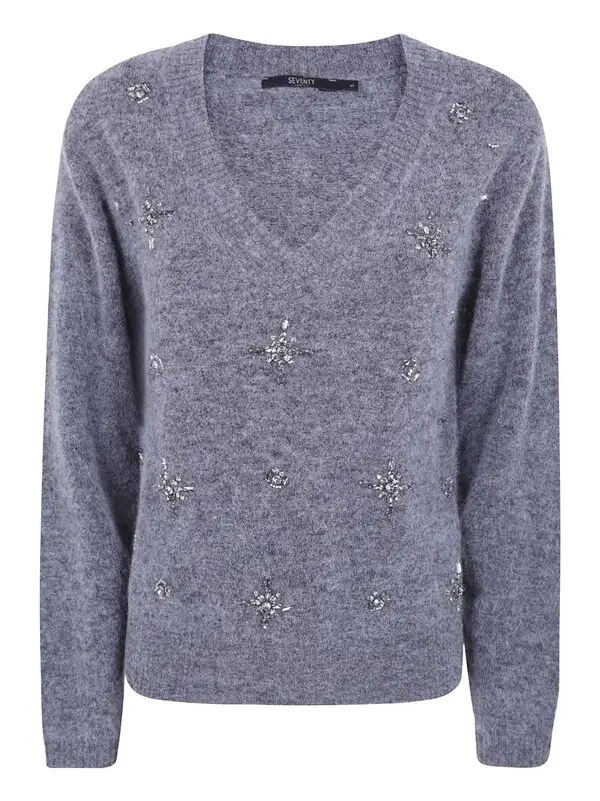 Seventy V-neck Jumper - Light Grey