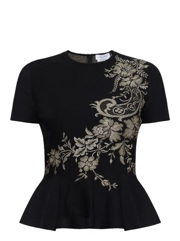 Alexander McQueen Top With Floral Motif - Black