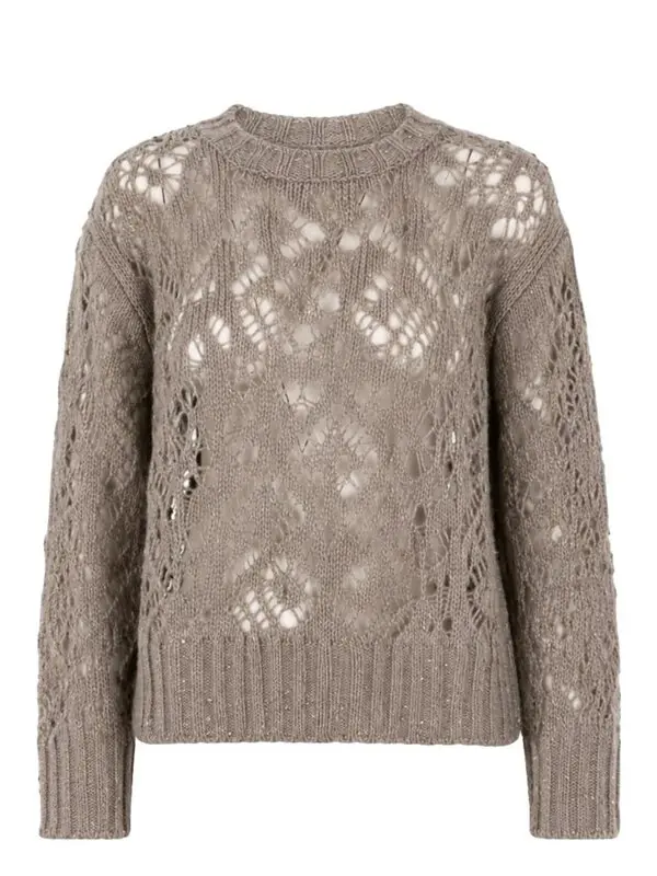 Max Mara Crochet Crewneck Jumper - Gray
