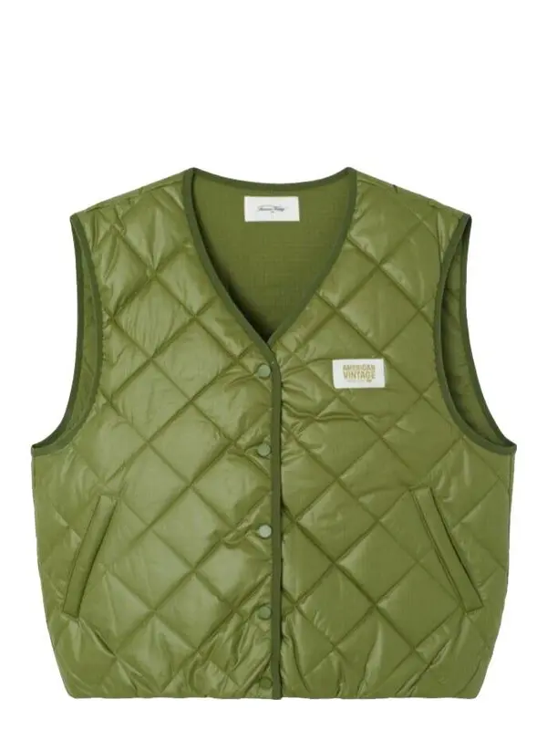 American Vintage Tovabay Quilted Vest Jacket - Army