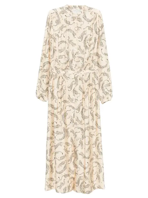 FORTE_FORTE Leopard-print Midi Dress - Ivory