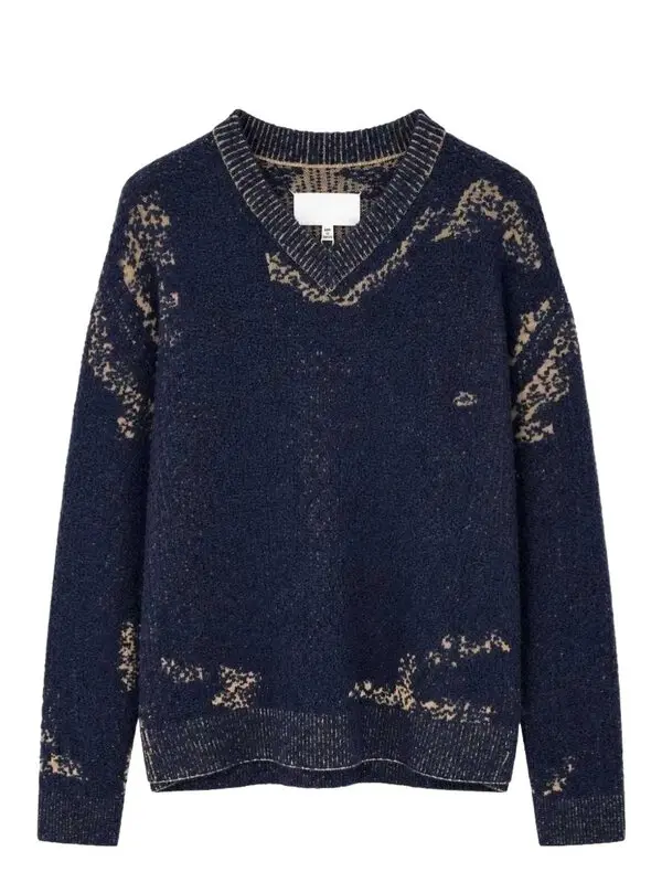 MAISON MARGIELA Acid Knit Sweater - Navy/light Brown