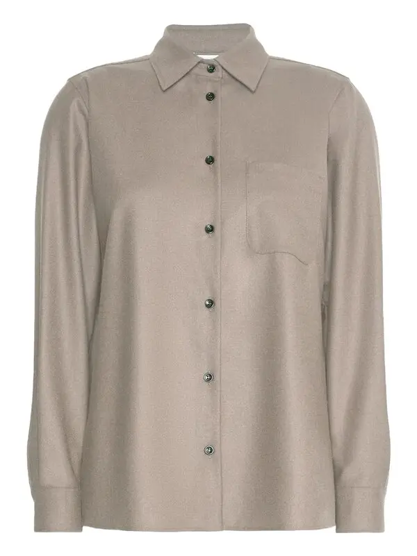 Max Mara Long-sleeved Button-up Shirt - Sand