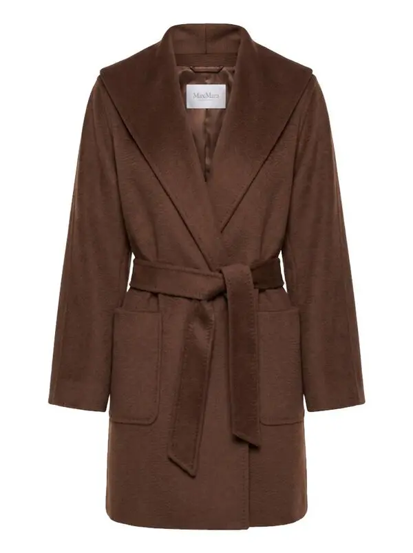 Max Mara Rialto Hooded Belted Coat - Red