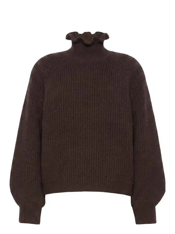 Max Mara Pontile Ruffled Turtleneck Knitted Jumper - Black