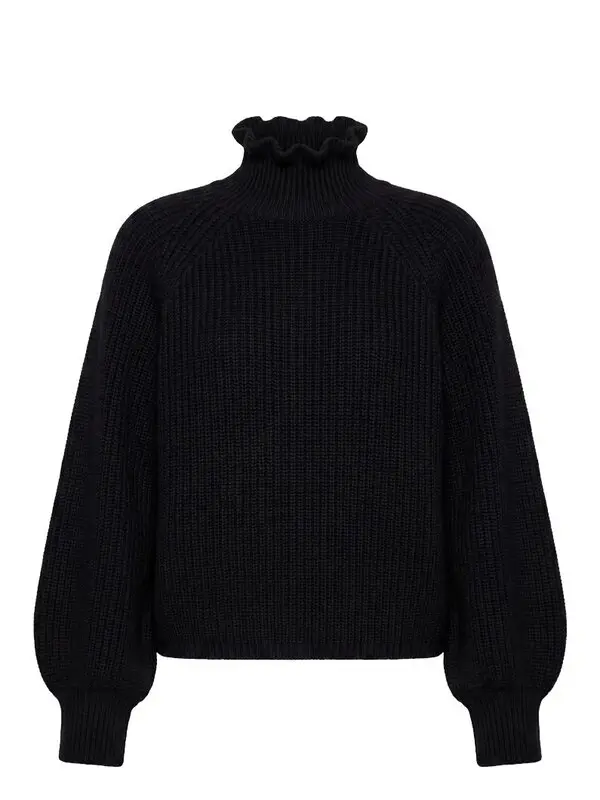 Max Mara Pontile Ruffled Turtleneck Knitted Jumper - Black