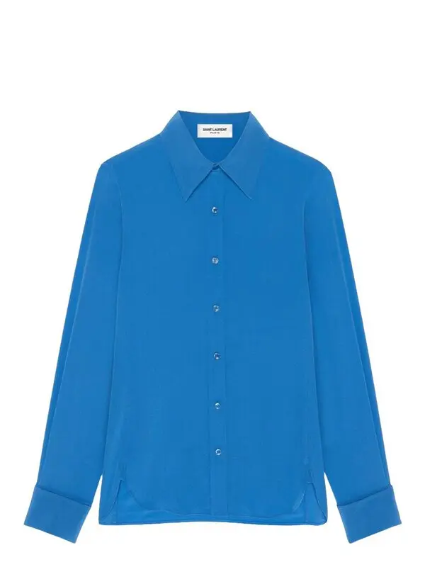 Saint Laurent Crepe De Chine Fitted Shirt - Blue