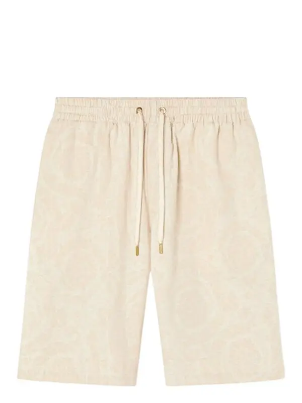 Versace Barocco Silhouette-jacquard Drawstring Shorts - Nude