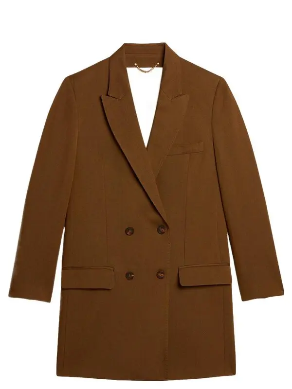 GOLDEN GOOSE Short Dress In Beech-colored Wool With Horn Buttons - Brown