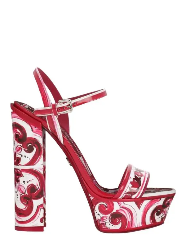 Dolce & Gabbana Maiolica-print Platform Sandals - Red