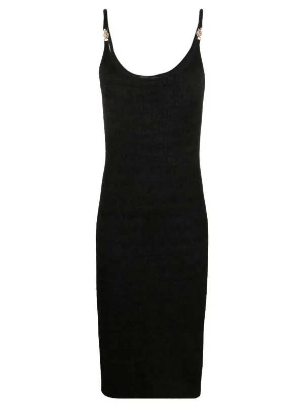 Versace Medusa Head Motif Sleeveless Midi Dress - Black