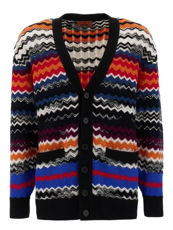 Missoni Zig-zag Knitted Button-up Cardigan - Black
