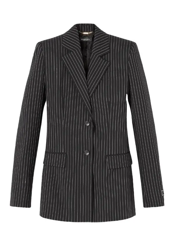 Versace Pinstripe Single-breasted Blazer - Black